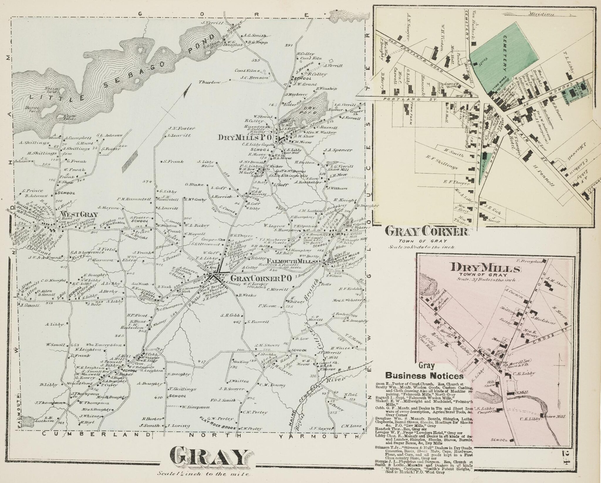 1871 Gray Map – Gray Historical Society